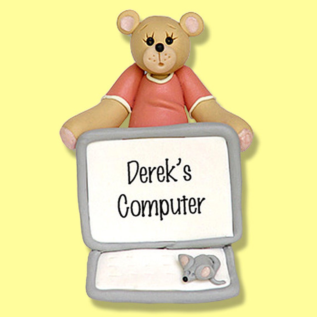 COMPUTER Belly Bear HANDMADE Polymer Clay Personalized Christmas ...