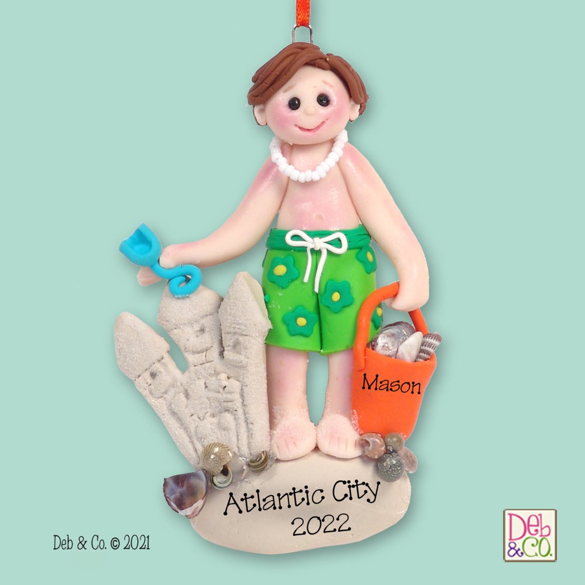 Giggle Gang BOY at the BEACH Handmade Polymer Clay - Etsy