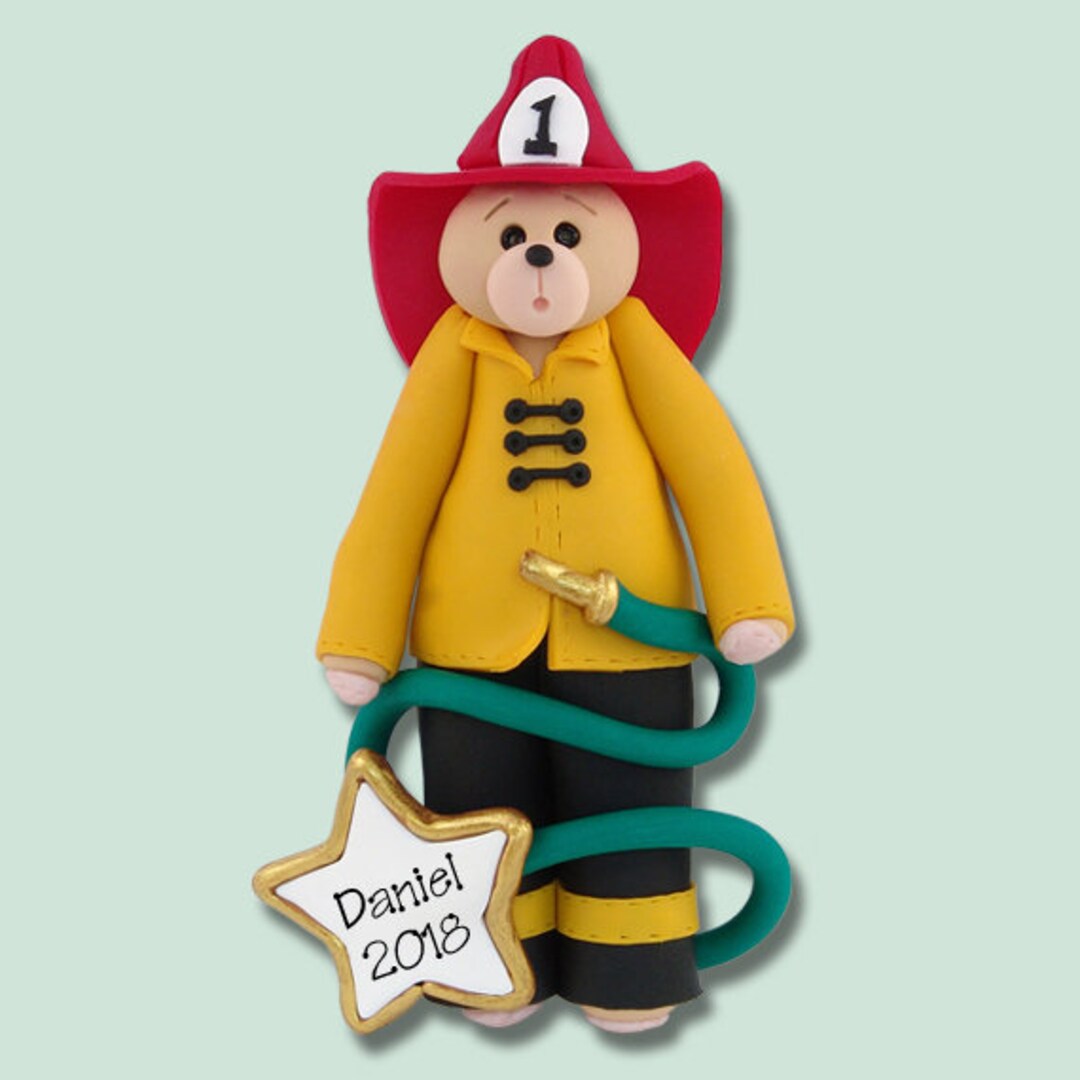 Personalized FIREMAN Ornament, Fireman Ornament, HANDMADE Polymer Clay ...
