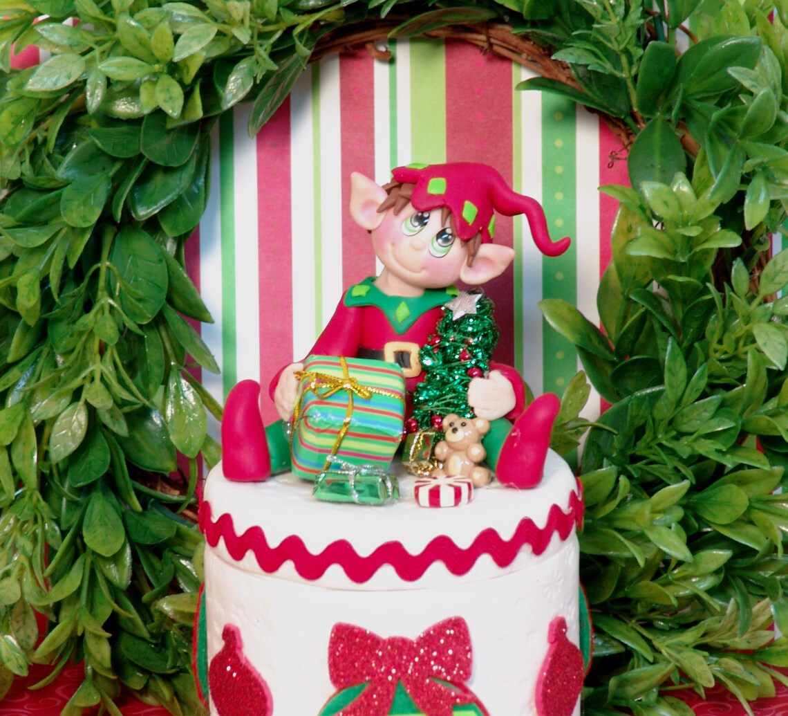 Elf Candy or Trinket Jar - Handmade Polymer Clay Christmas Decor - Etsy
