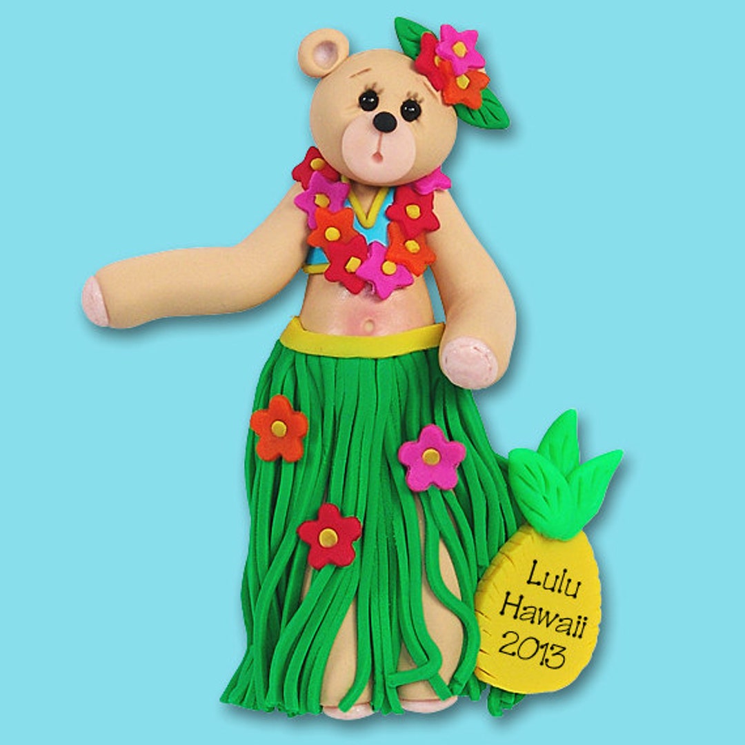 Vacation Ornaments - Hulabell Belly Bear HULA DANCER Personalized ...