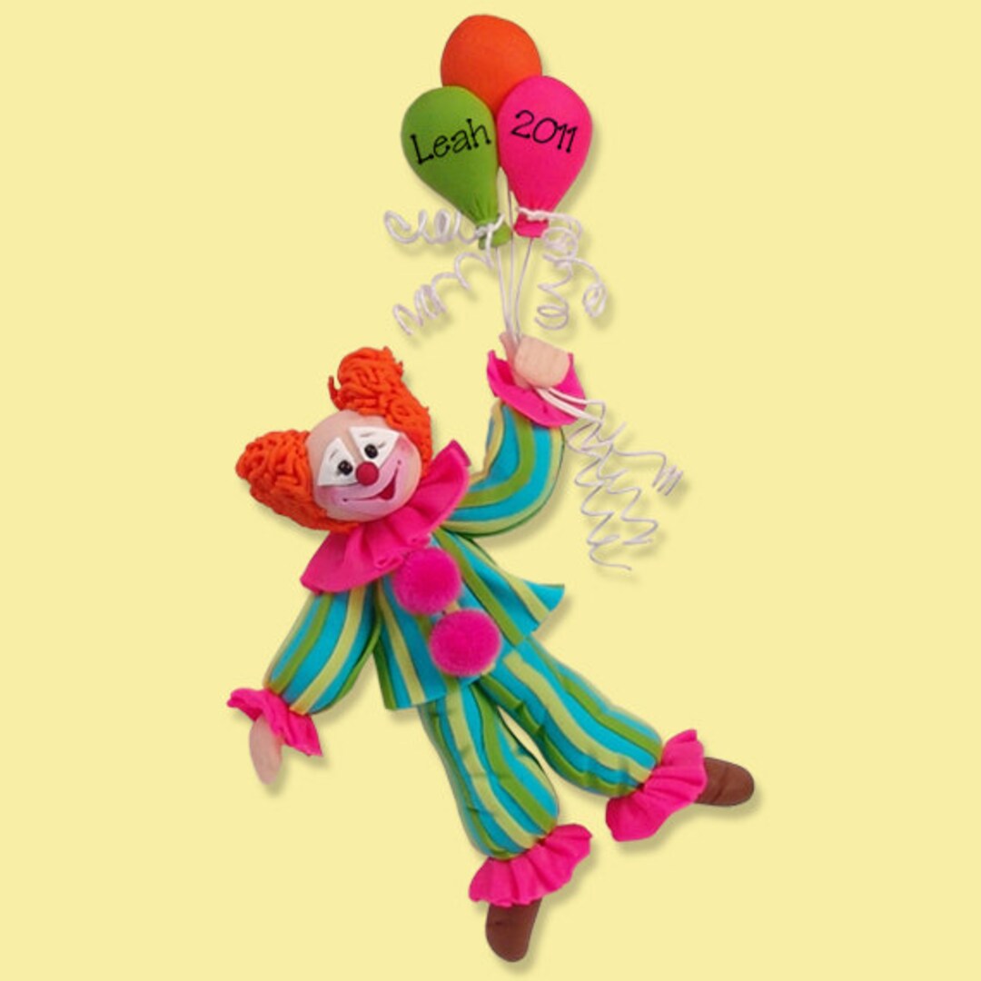 PERSONALIZED CLOWN / BIRTHDAY / Christmas Ornament Polymer Clay - Etsy