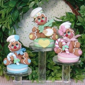 Girl Gingerbread Clay Figure on Pink Cookie HANDMADE POLYMER CLAY ...