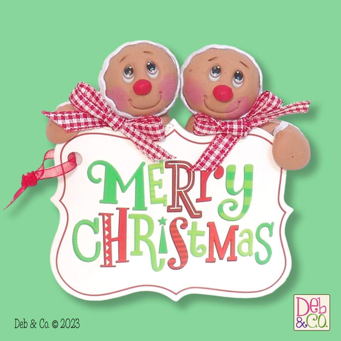 Gingerbread Couple W/merry Christmas Sign HANDMADE POLYMER CLAY Gingy ...