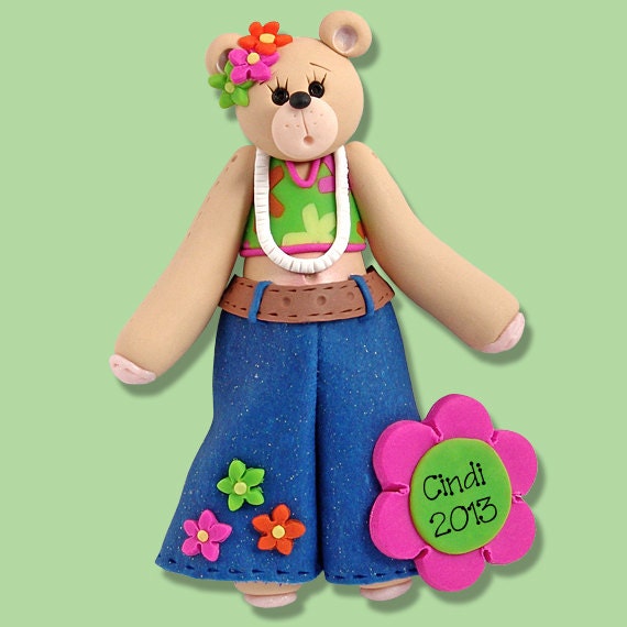 Teenage Hippie Girl Handmade Polymer Clay Personalized | Etsy