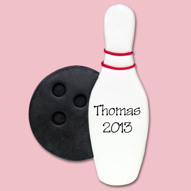 Bowling Pin Personalized Christmas Ornament Handmade POLYMER CLAY MATTE ...