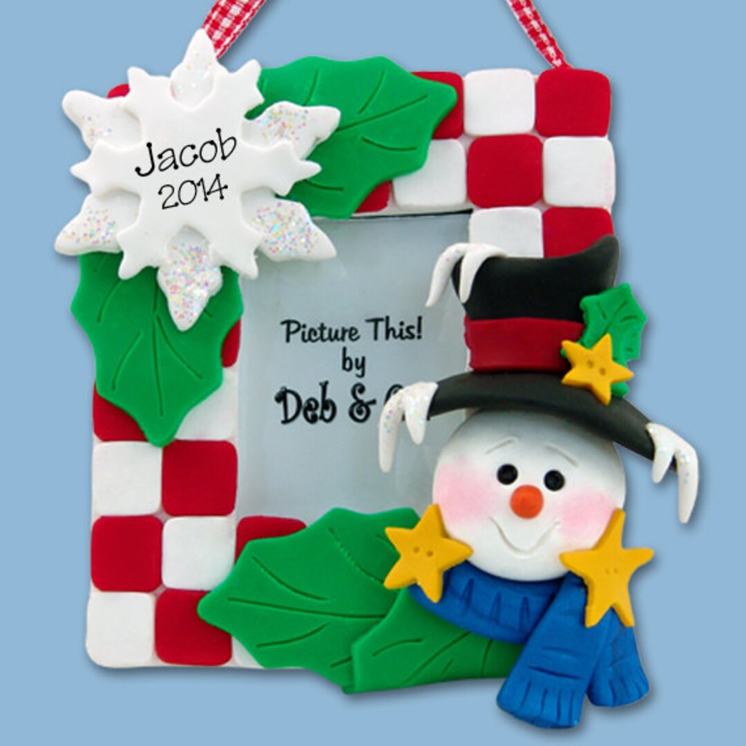 Snowman Photo Frame HANDMADE POLYMER Clay Personalized Christmas ...