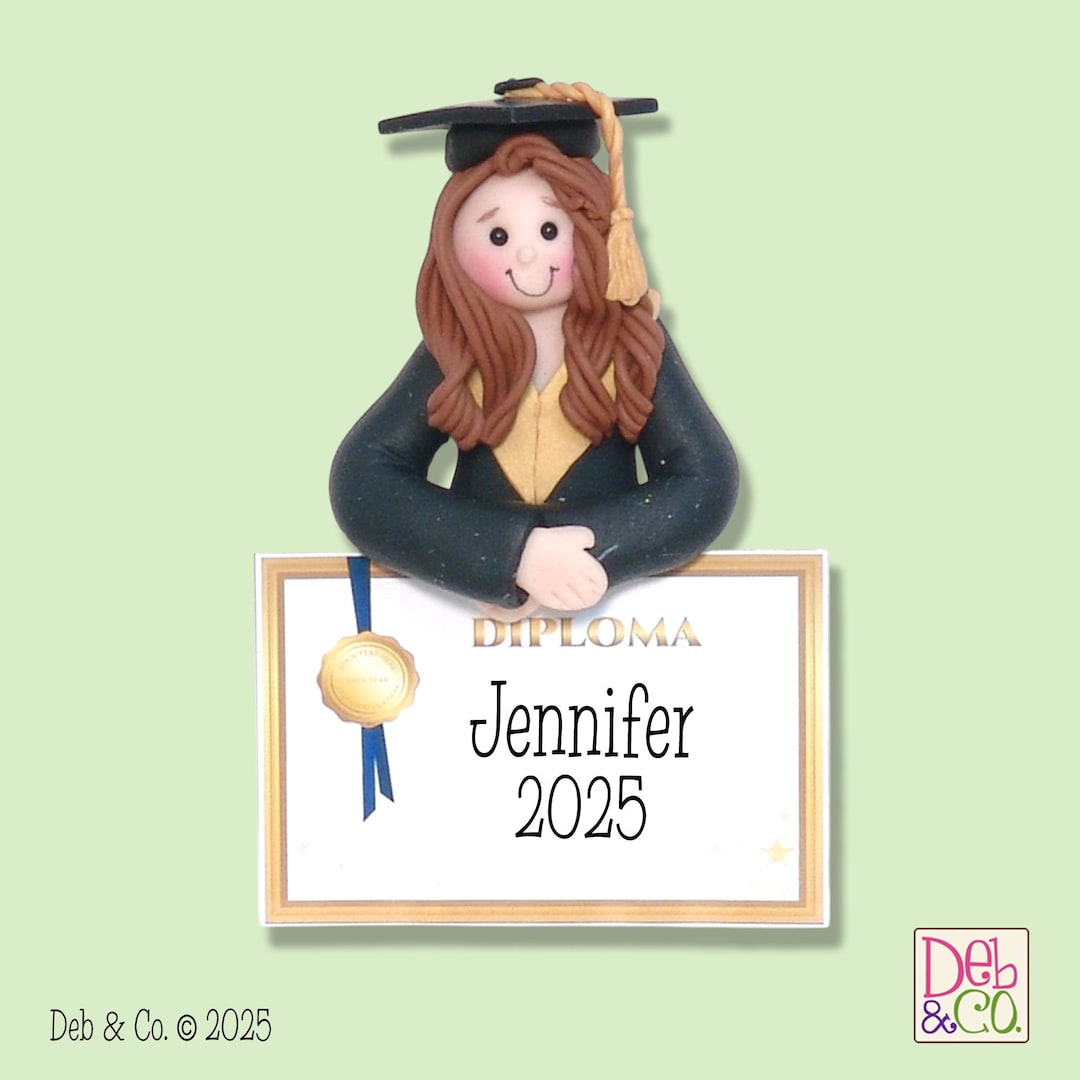 Female Girl Graduate / Graduation Handmade Polymer Clay Ornament ...