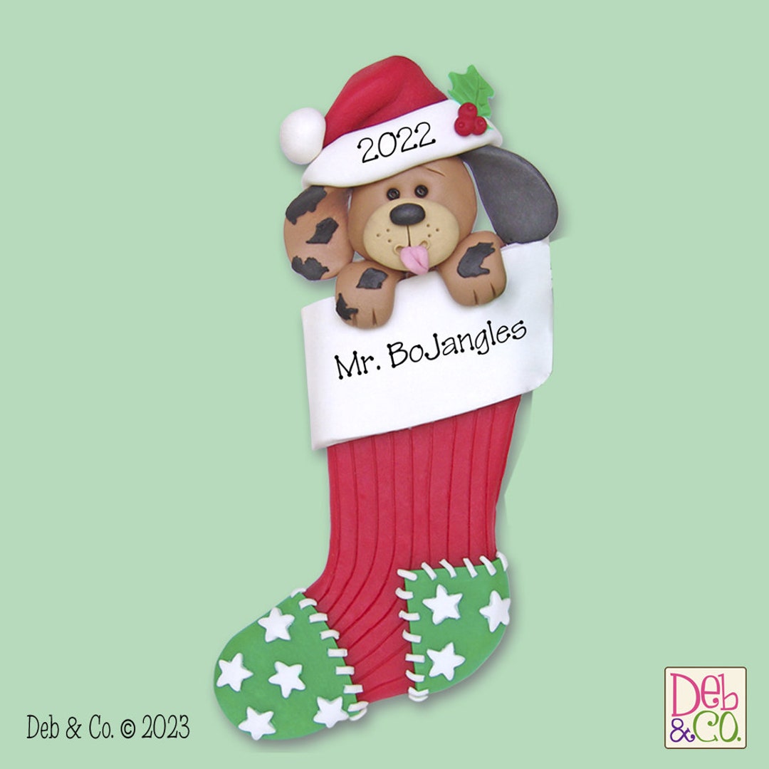 Puppy Dog in Stocking HANDMADE Polymer Clay Personalized Christmas ...