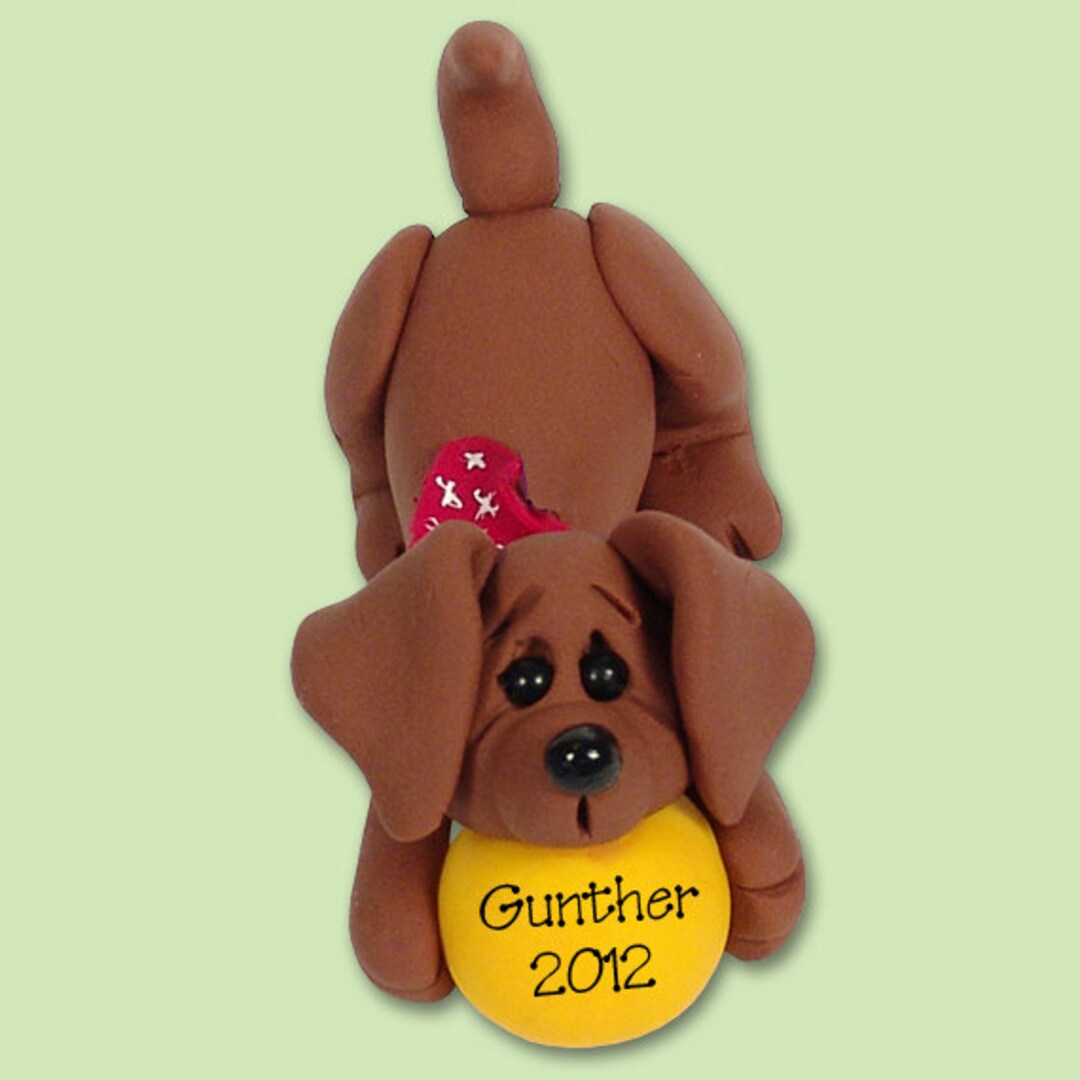 Dachshund Puppy DOG in Box HANDMADE Polymer Clay Personalized Christmas ...