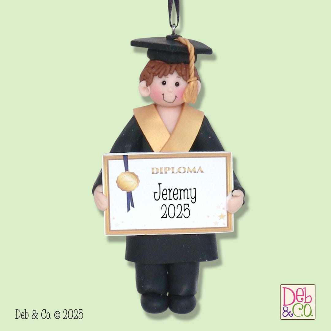Male Boy Graduate / Graduation Handmade Polymer Clay Ornament ...
