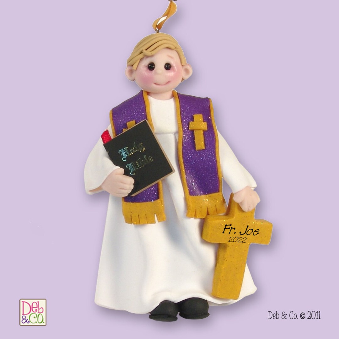 Giggle Gang Priest Handmade Polymer Clay Personalized Christmas ...