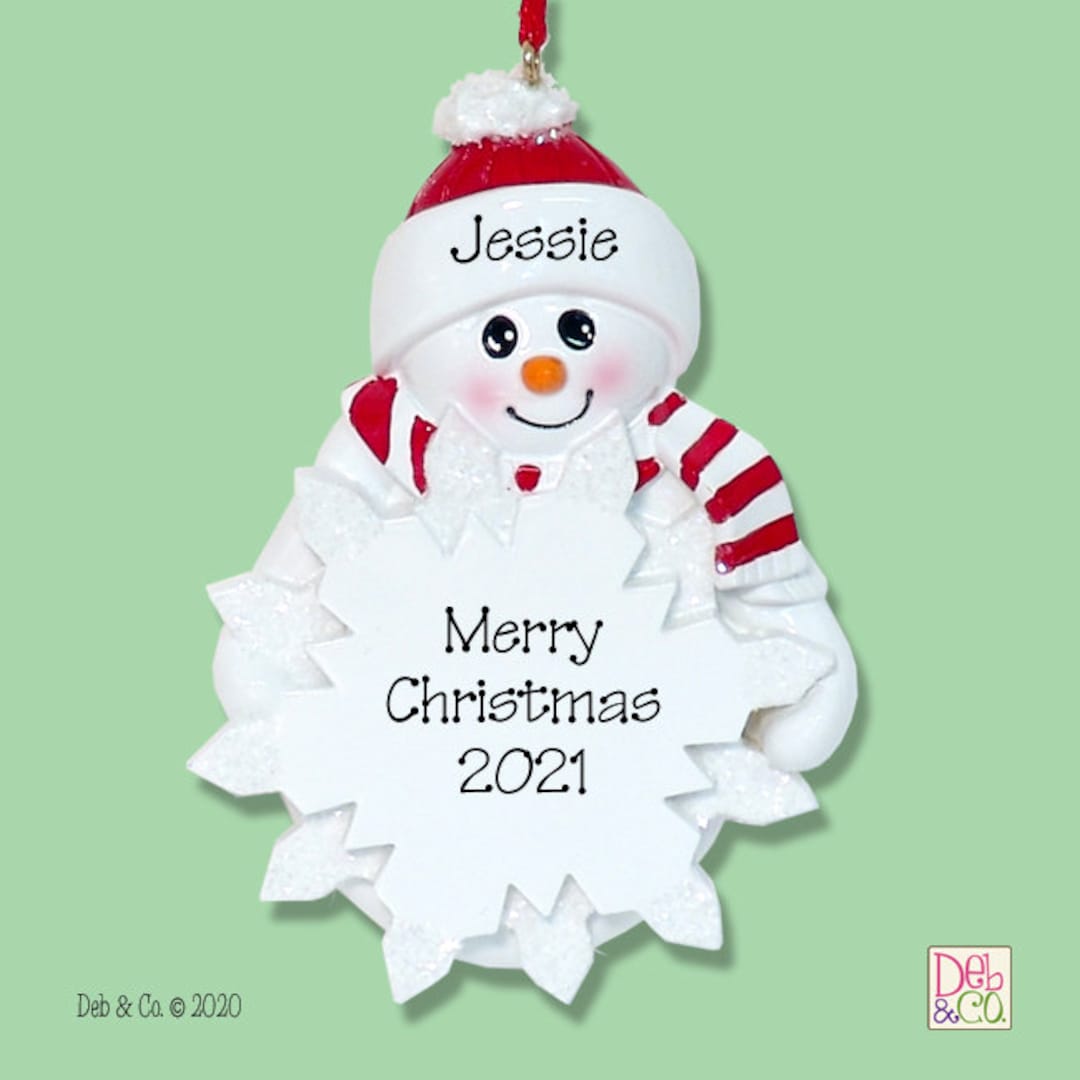Snowman With Snowflake Personalized Christmas Ornament - RESIN ...