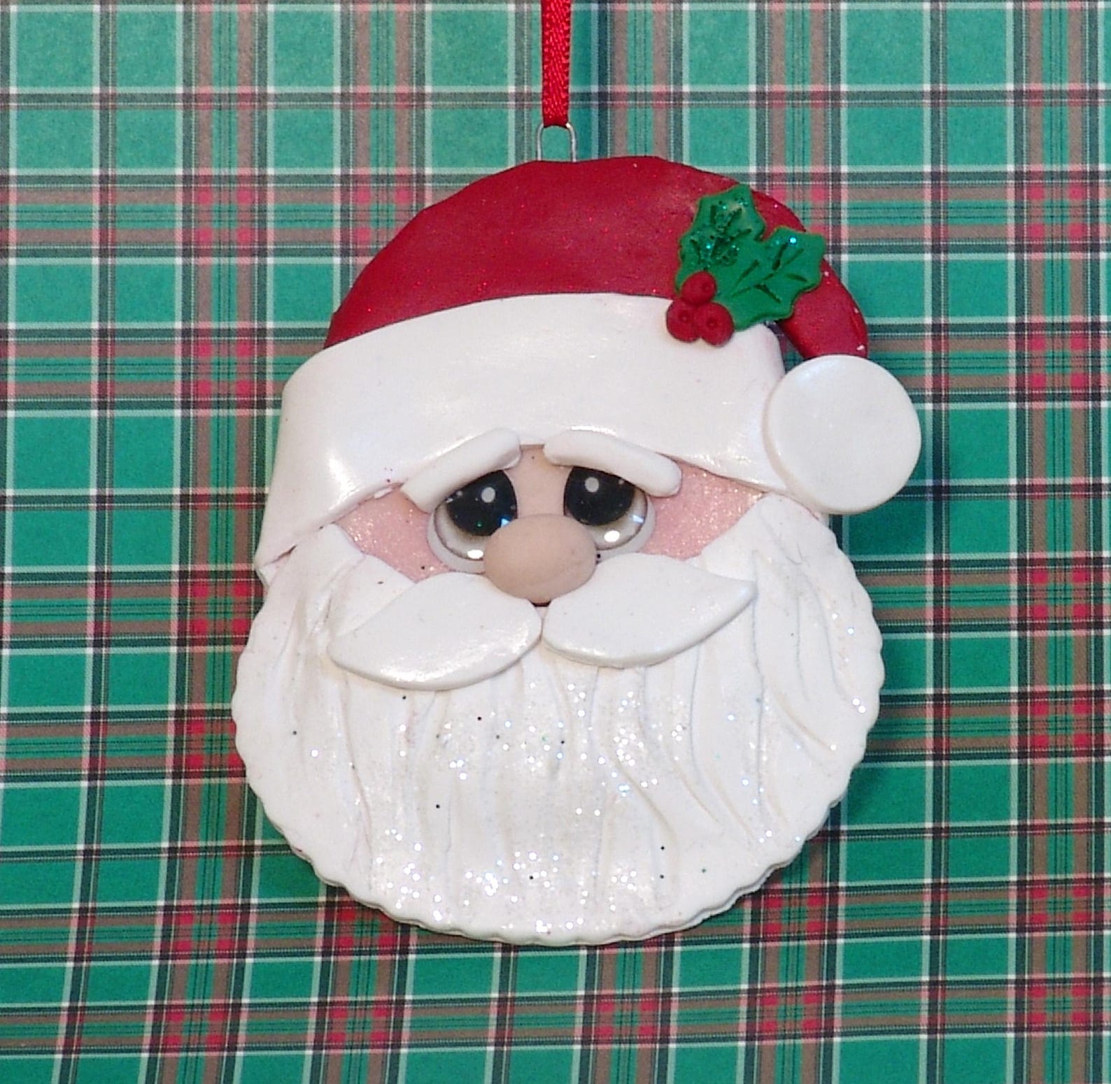 Santa Face HANDMADE POLYMER CLAY Personalized Christmas Ornament - Etsy