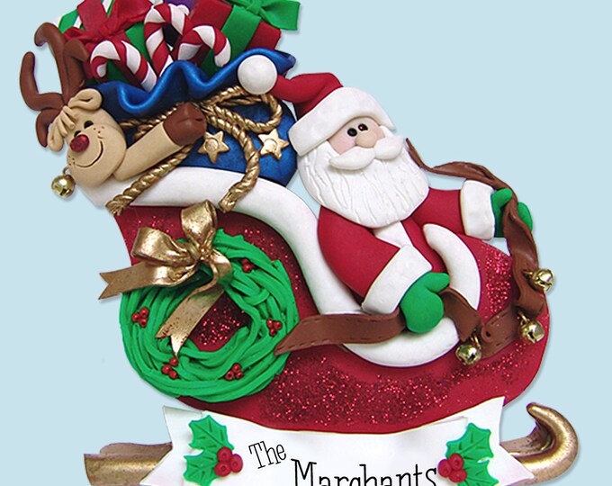 Santa in Sleigh With Rudolph HANDMADE POLYMER CLAY - Etsy