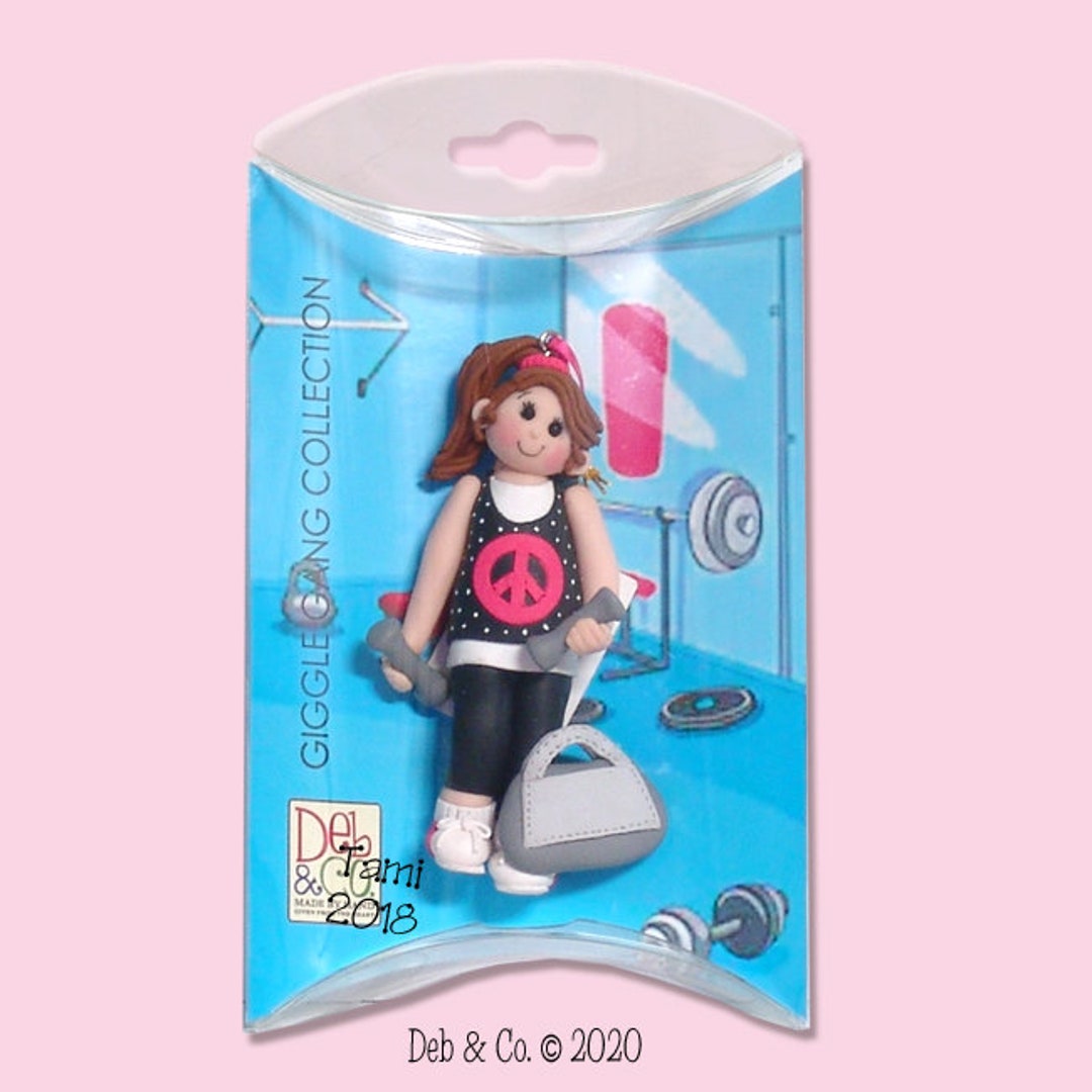At The Gym Work Out Girl Personalized Christmas Ornament Handmade Polymer Clay In Custom T
