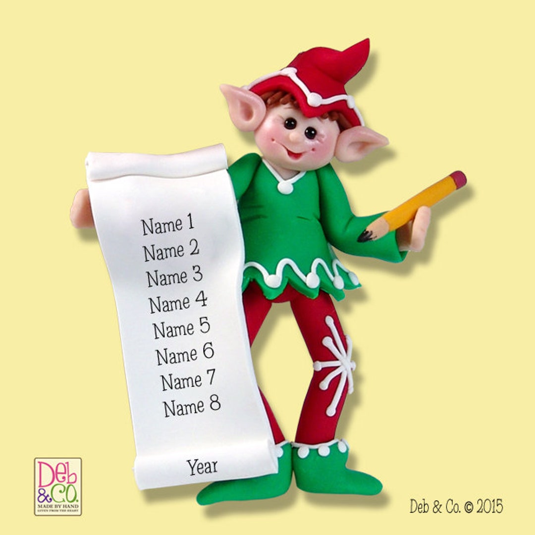 ELF With Santa's List Personalized Family Christmas Ornament - Family ...