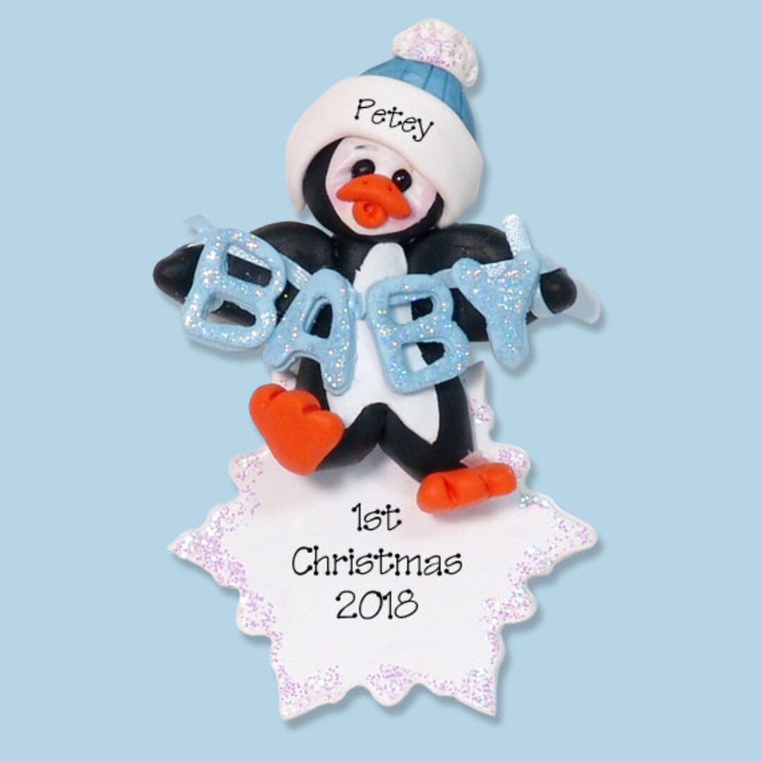 Babys 1st Christmas, Baby Penguin Personalized Ornament, HANDMADE ...