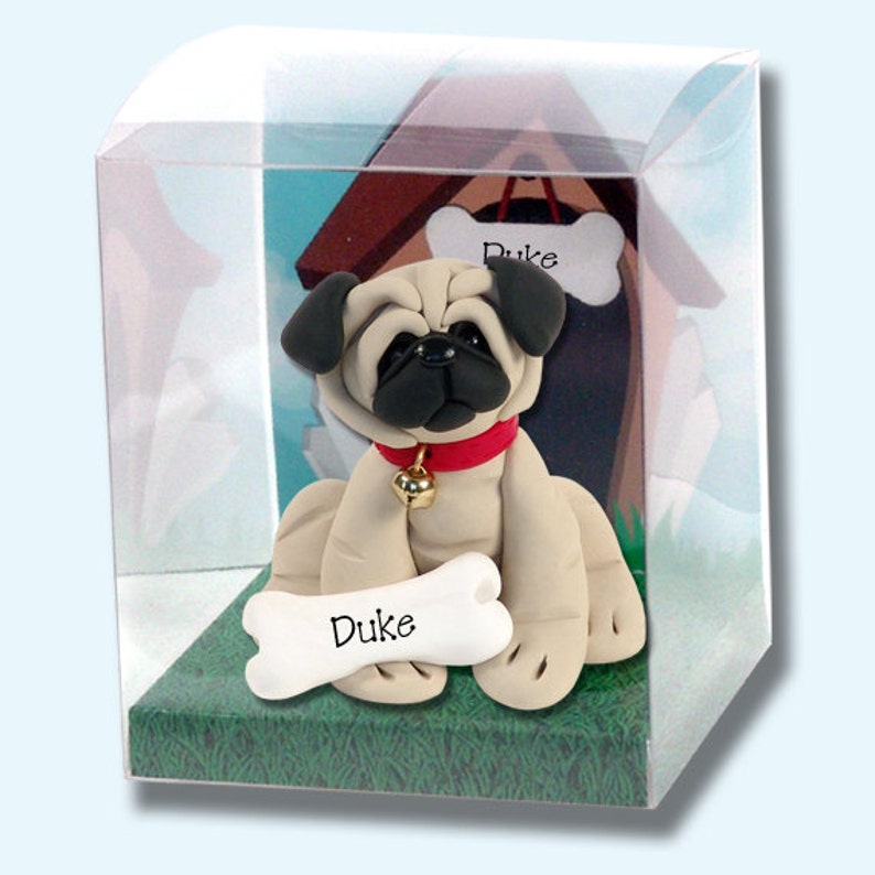 Pug / Dog / Puppy / Handmade Polymer Clay Personalized Christmas ...