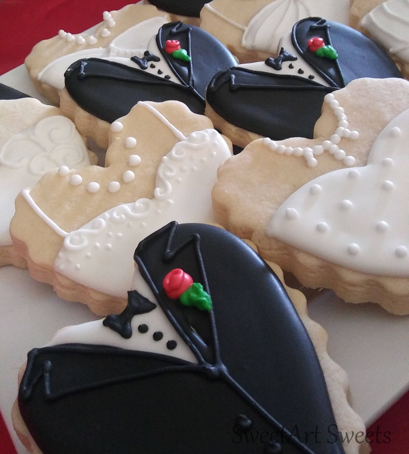 Wedding Cookies Bride and Groom Heart cookies 1 dozen | Etsy