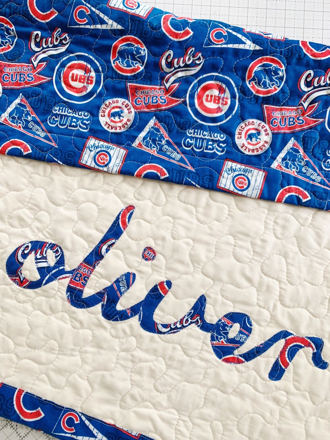 Handmade Cubs Baby Quilt, Personalized Name Blanket - Etsy