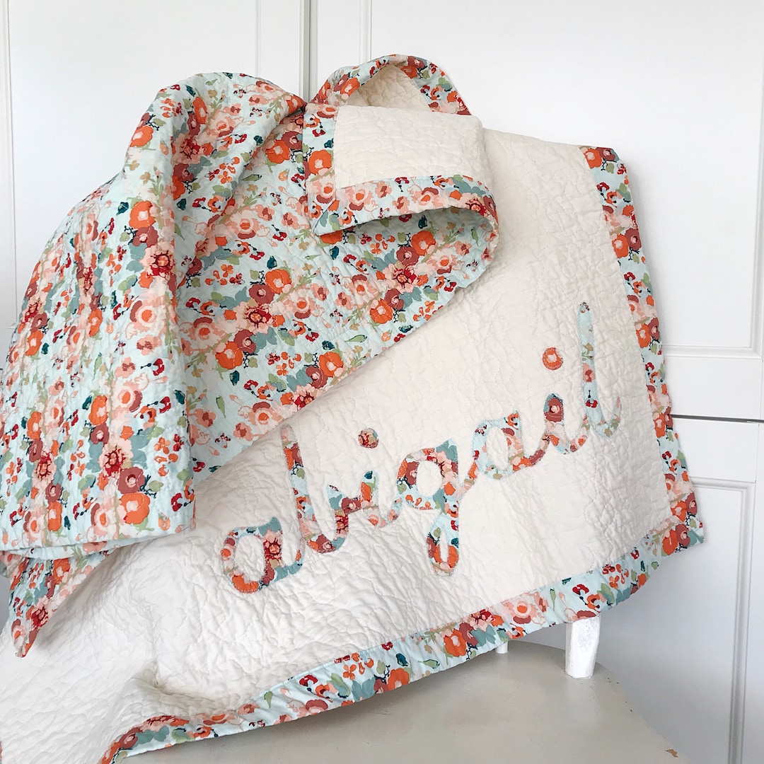 Personalized Baby Girl Quilt: Appliqué Name Nursery Blanket - Etsy