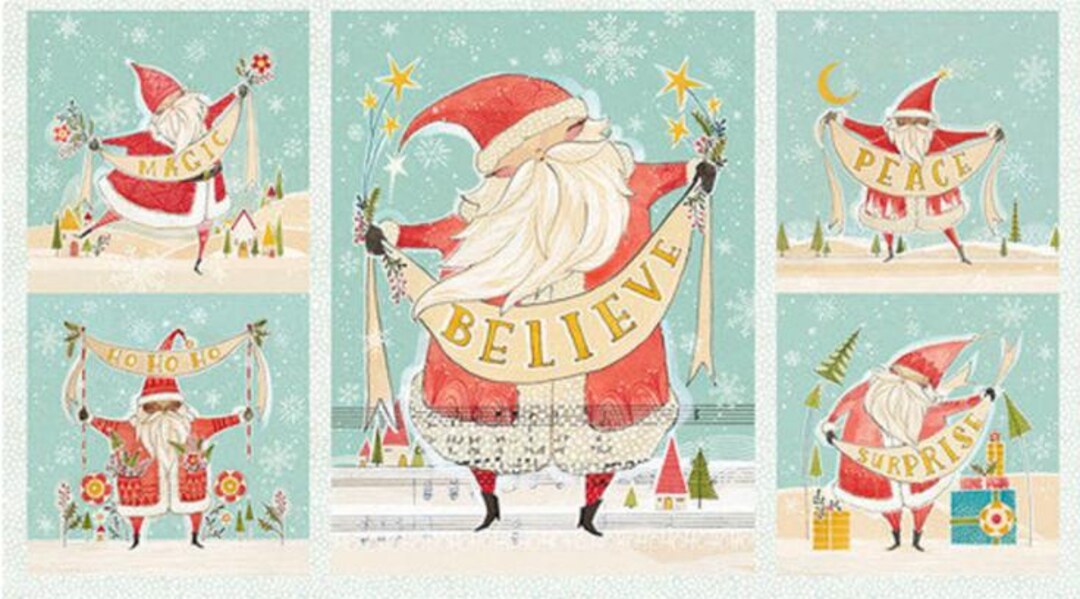 Free Spirit Love Santa Wishes Panel 24 X 44" Cotton Fabric for Quilting ...