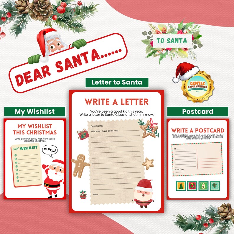 Letter to Santa Coloring Page Printable | Dear Santa Wish List ...