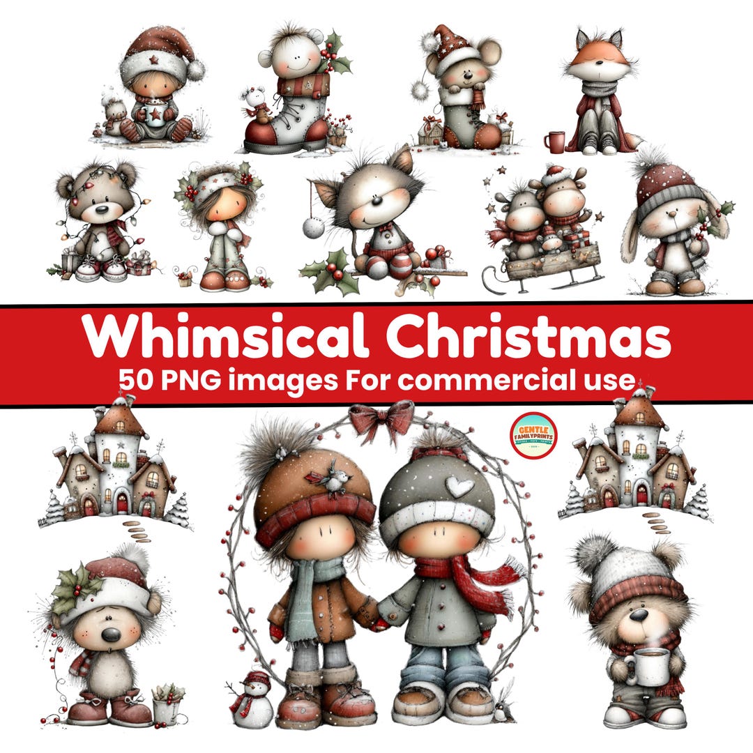 Skurrile Weihnachten Clipart Bundle PLR | 50 PNG | Kommerzielle Nutzung ...