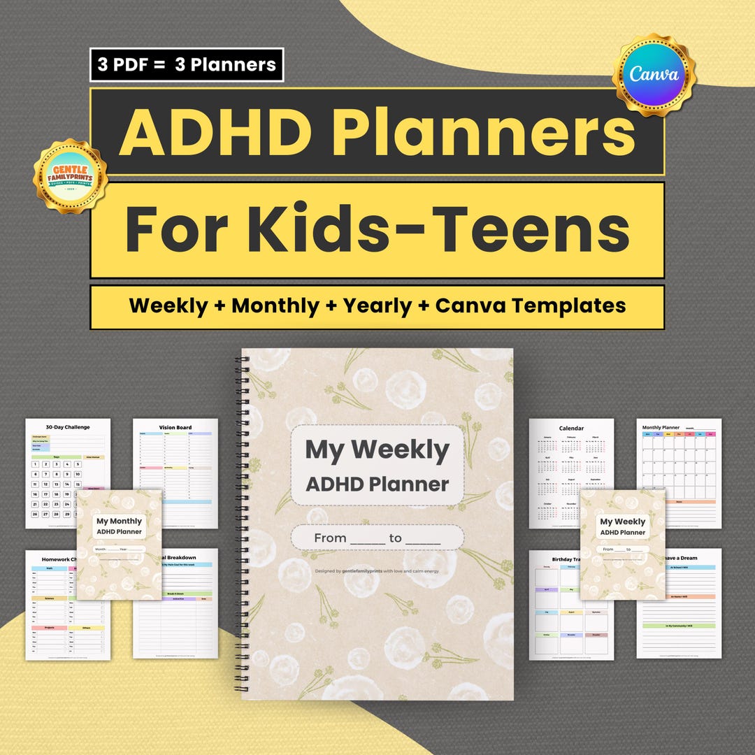 All-in-one ADHD Digital Planner 2026 Bundle for Kids | Weekly, Monthly ...
