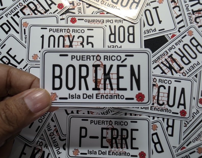 Puerto Rico Car Plate STICKERS. Custom Message! Tablilla PR, Mensaje ...