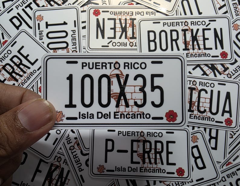 Puerto Rico Car Plate STICKERS. Custom Message! Tablilla PR, Mensaje ...
