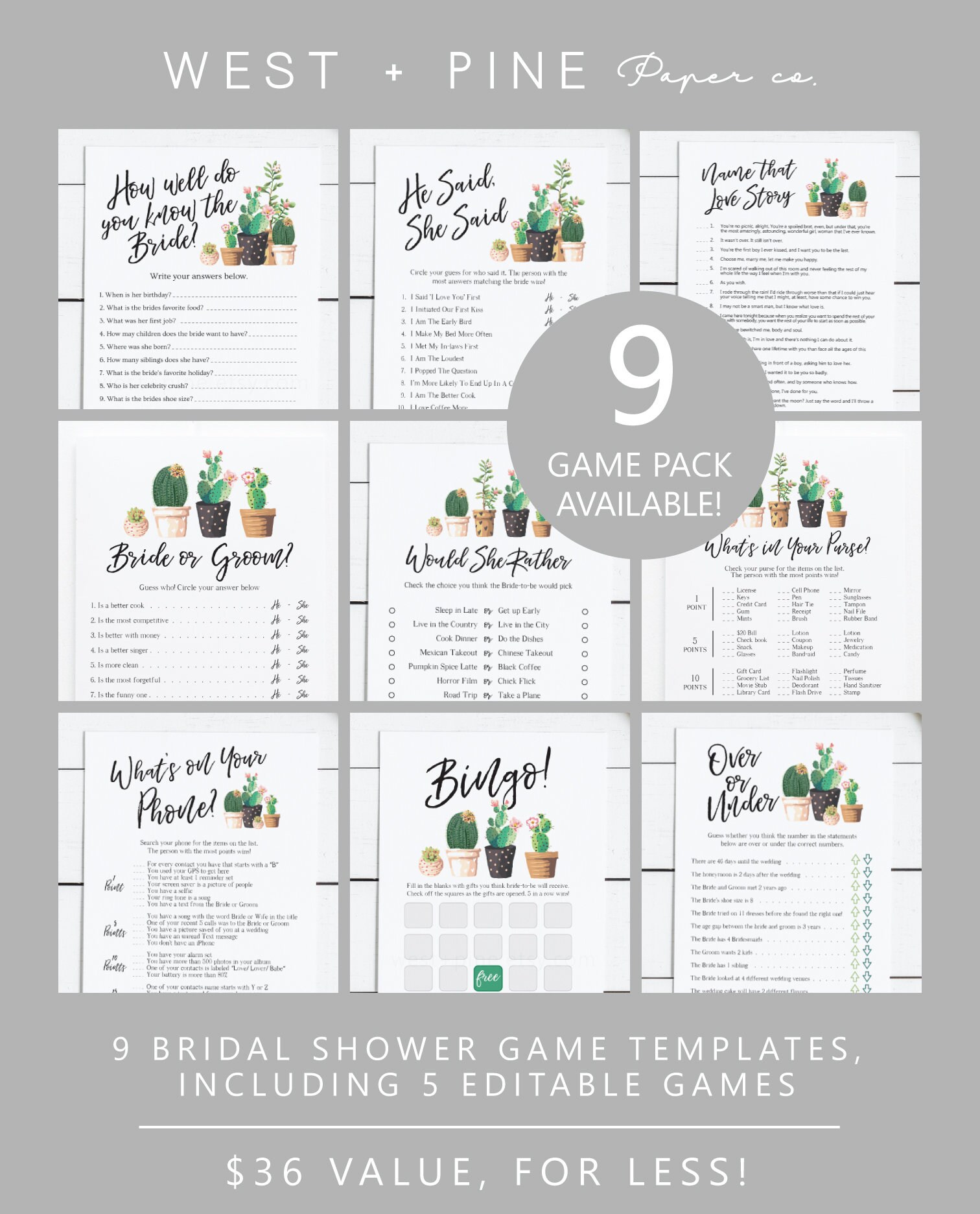 The Ring Game Bridal Shower Game Activity Don't Say | Etsy