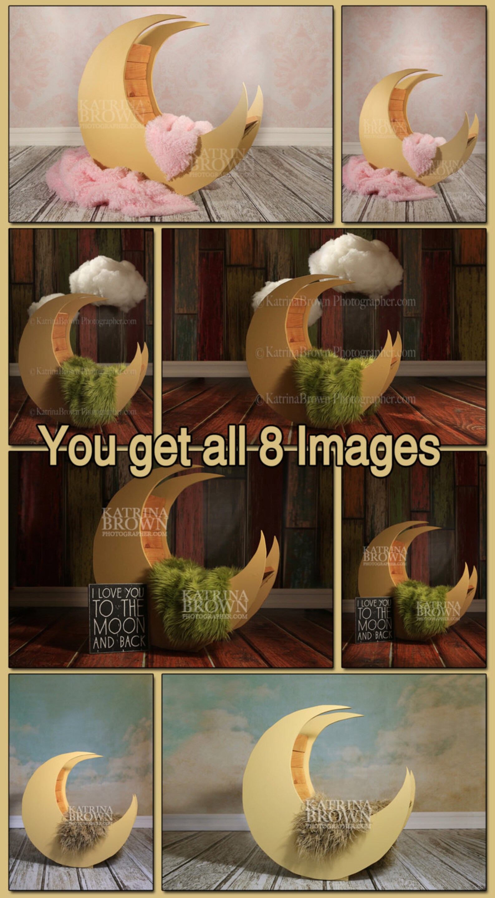 Moon Prop Collection Baby Digital Backgrounds. 8 Digital Files Plus ...