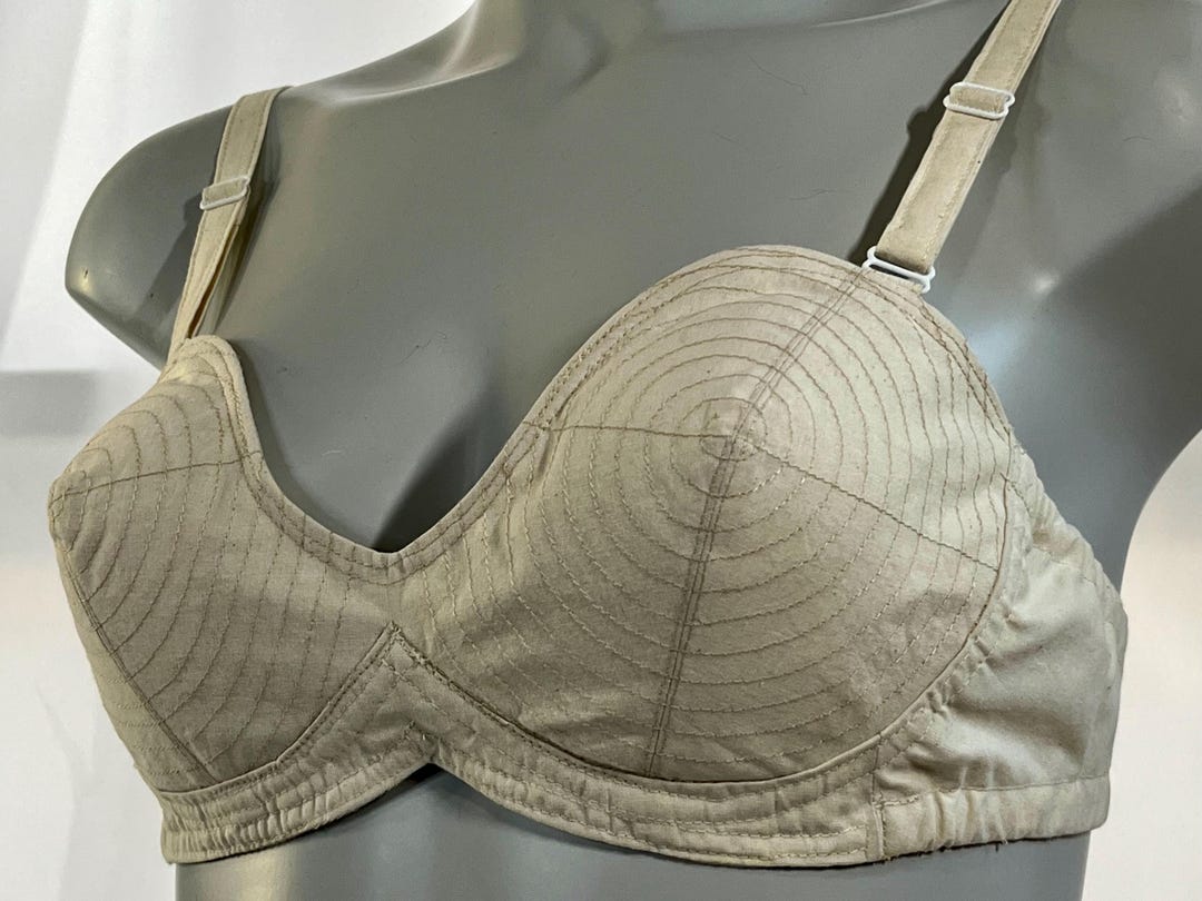 1950s Padded Cotton Cone Bullet Bra, Handmade Vintage Lingerie - Etsy