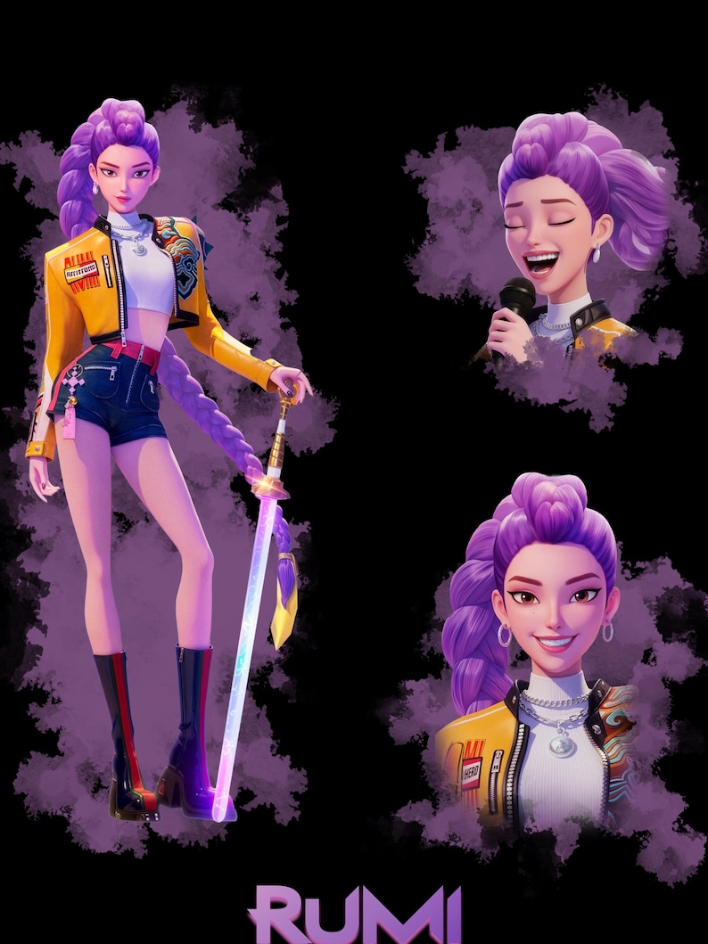 Huntrix Kpop Demon Hunters PNG - Rumi Mira Zoey Fan Art - High ...