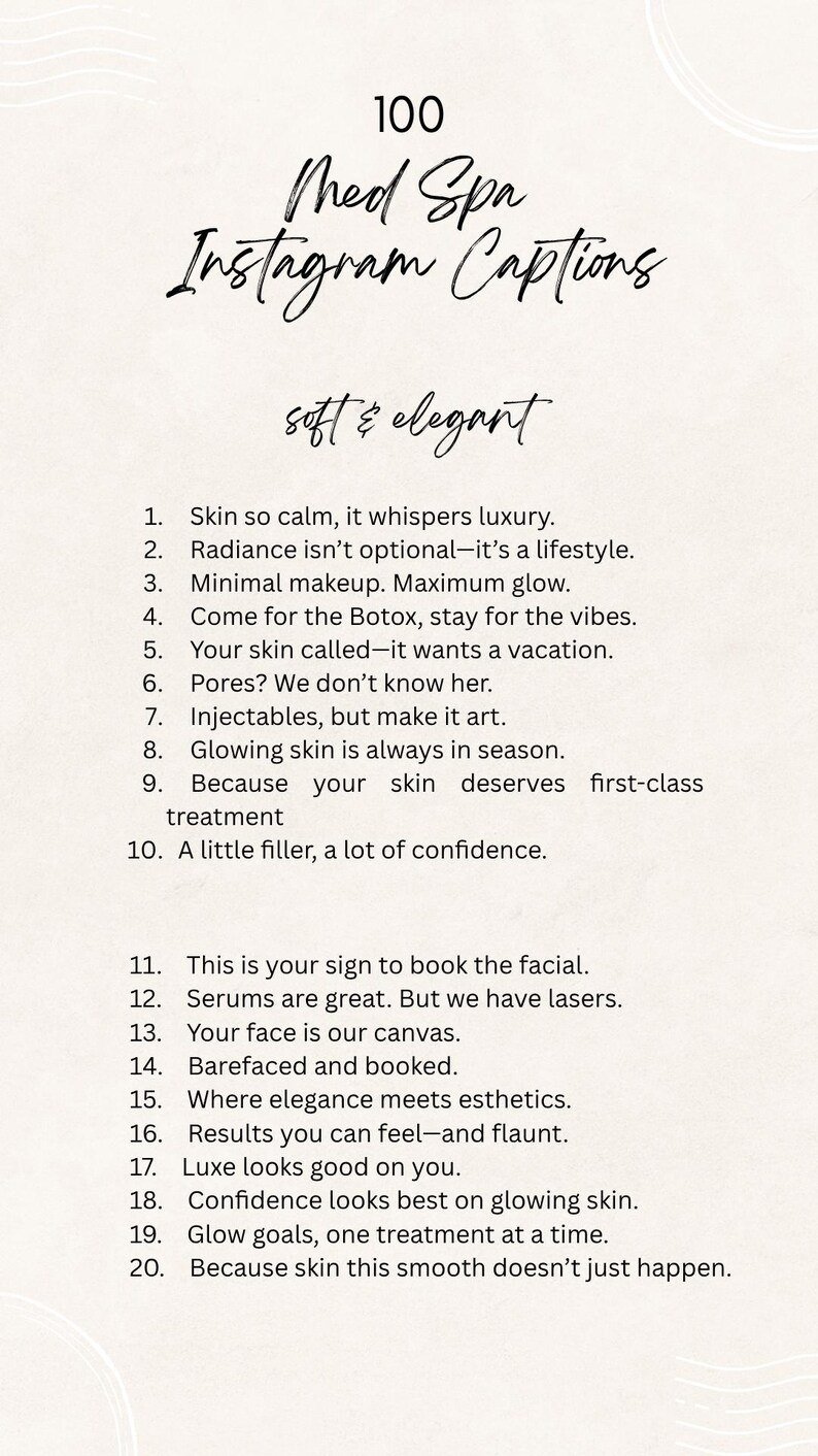 100 Instagram Captions for Your Med Spa or Clinic - Etsy