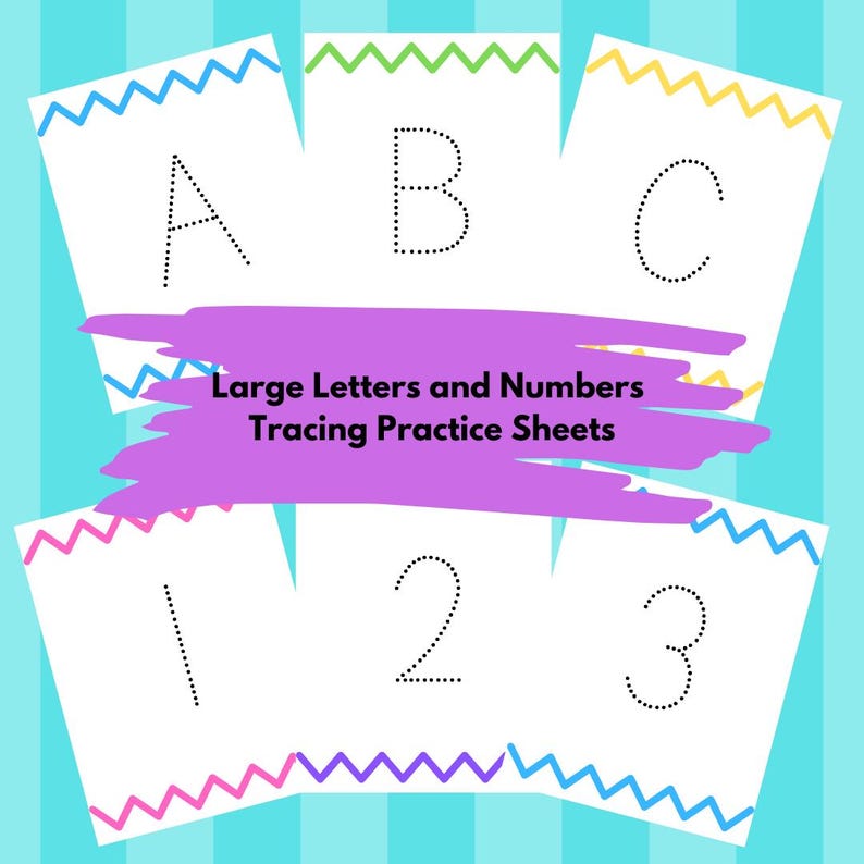 Large Letters & Numbers Tracing Worksheets: Preschool Homeschool ...