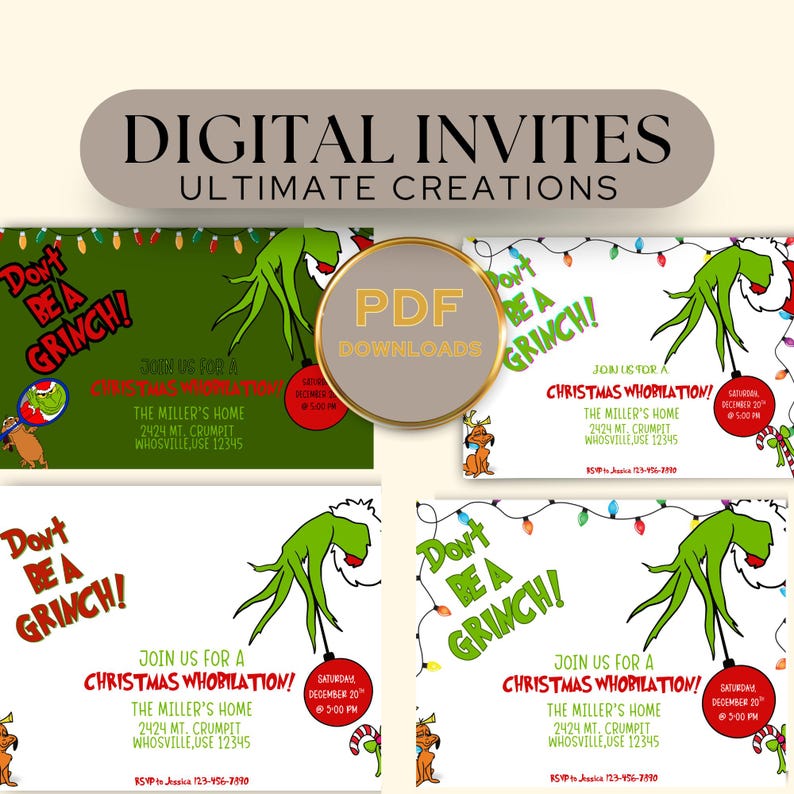 Grinch Whobilation Christmas Invitation (digital Download) - Etsy