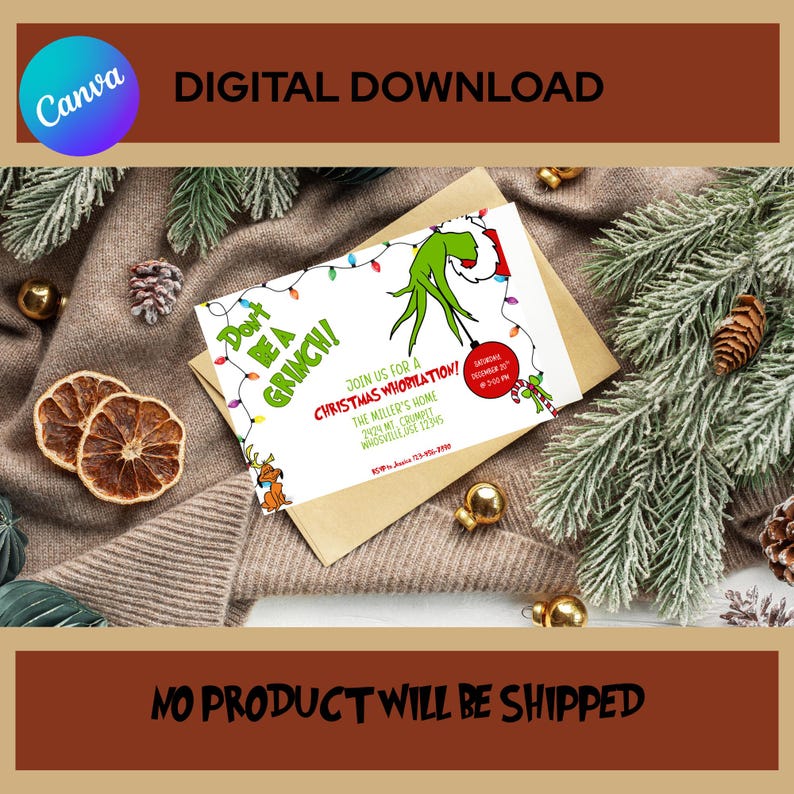 Grinch Whobilation Christmas Invitation (digital Download) - Etsy