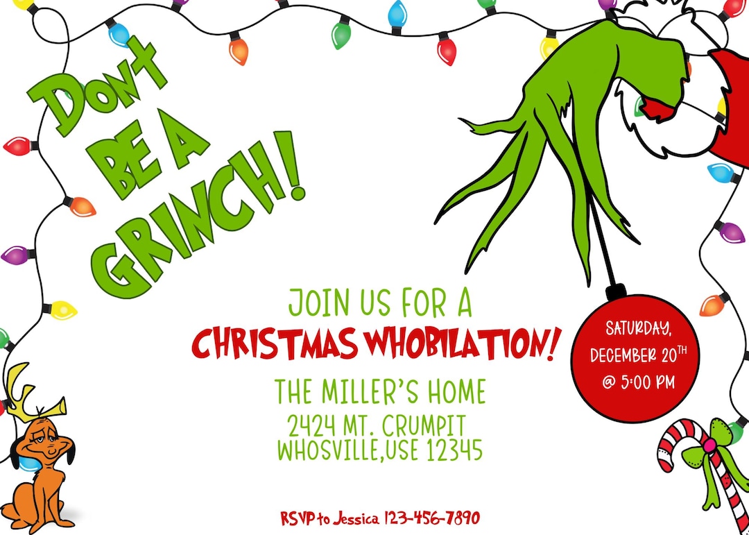 Grinch Whobilation Christmas Invitation (digital Download) - Etsy