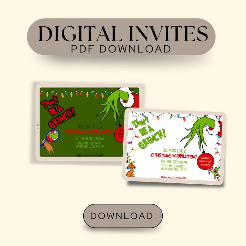 Grinch Whobilation Christmas Invitation (digital Download) - Etsy