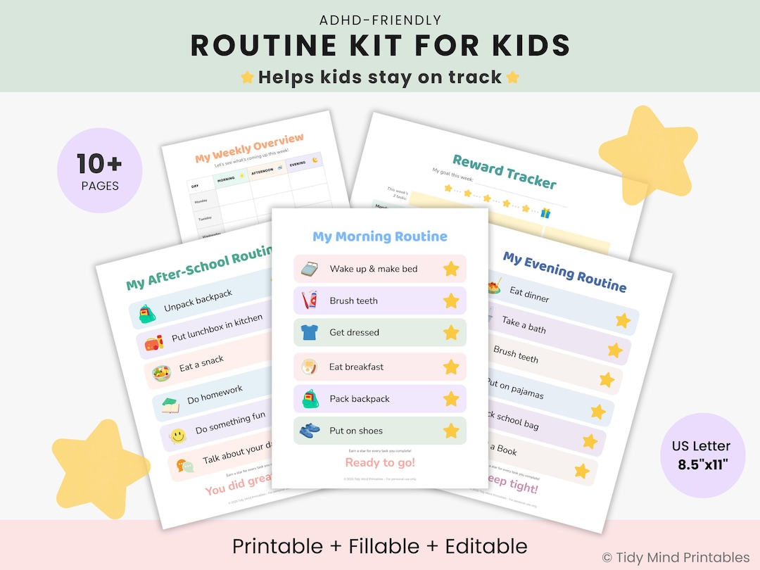 Daily Routine Bundle for Kids (morning, After-school, Evening) – Adhd ...