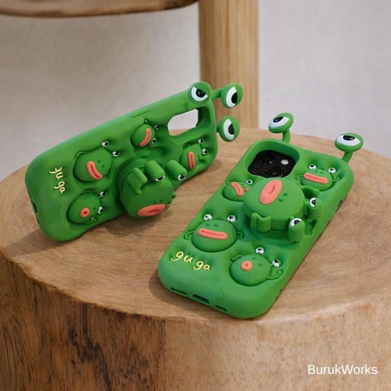 Cute 3D Kawaii Frog Phone Case With Stand Holder, Soft Silicone Cartoon ...