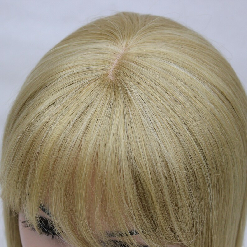 Real Human Hair Blonde Wig With Bangs, Premium Glueless Straight Wig, Natural Blonde Wig for ...