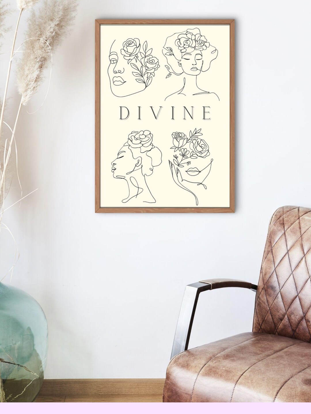 Empowered Woman Line Art Print | Minimalist Feminine Flower Outline ...