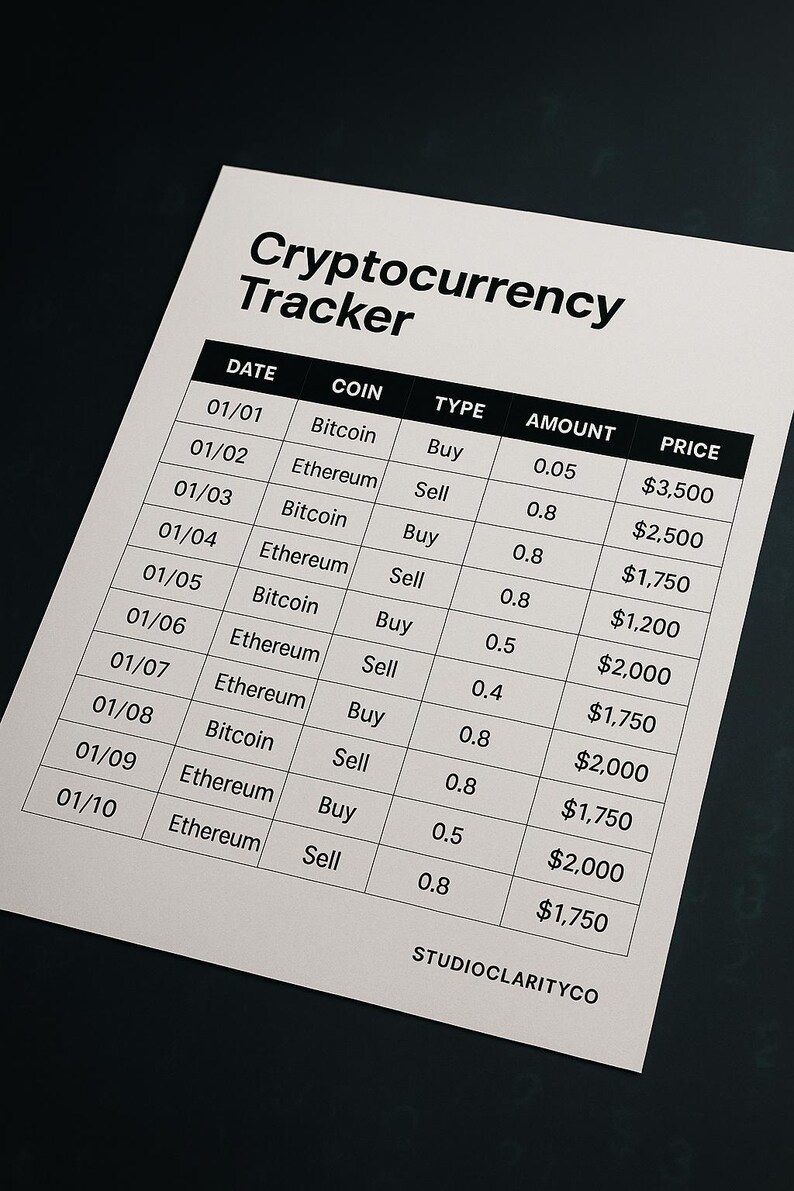 Crypto Investment Tracker | Printable Portfolio & ROI Spreadsheet ...
