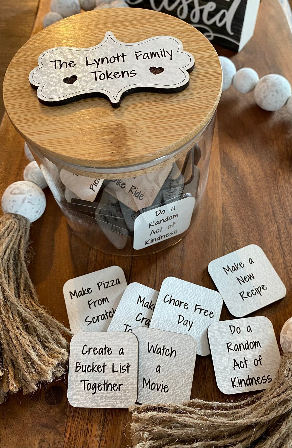 Family Night in a Jar 50 Tokens and a Personalized Topper. | Etsy