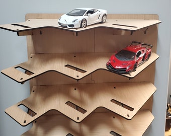 2 Diagonal Die Cast Toy Car Displays for 1:64 Wheels. Shelves Hold a ...