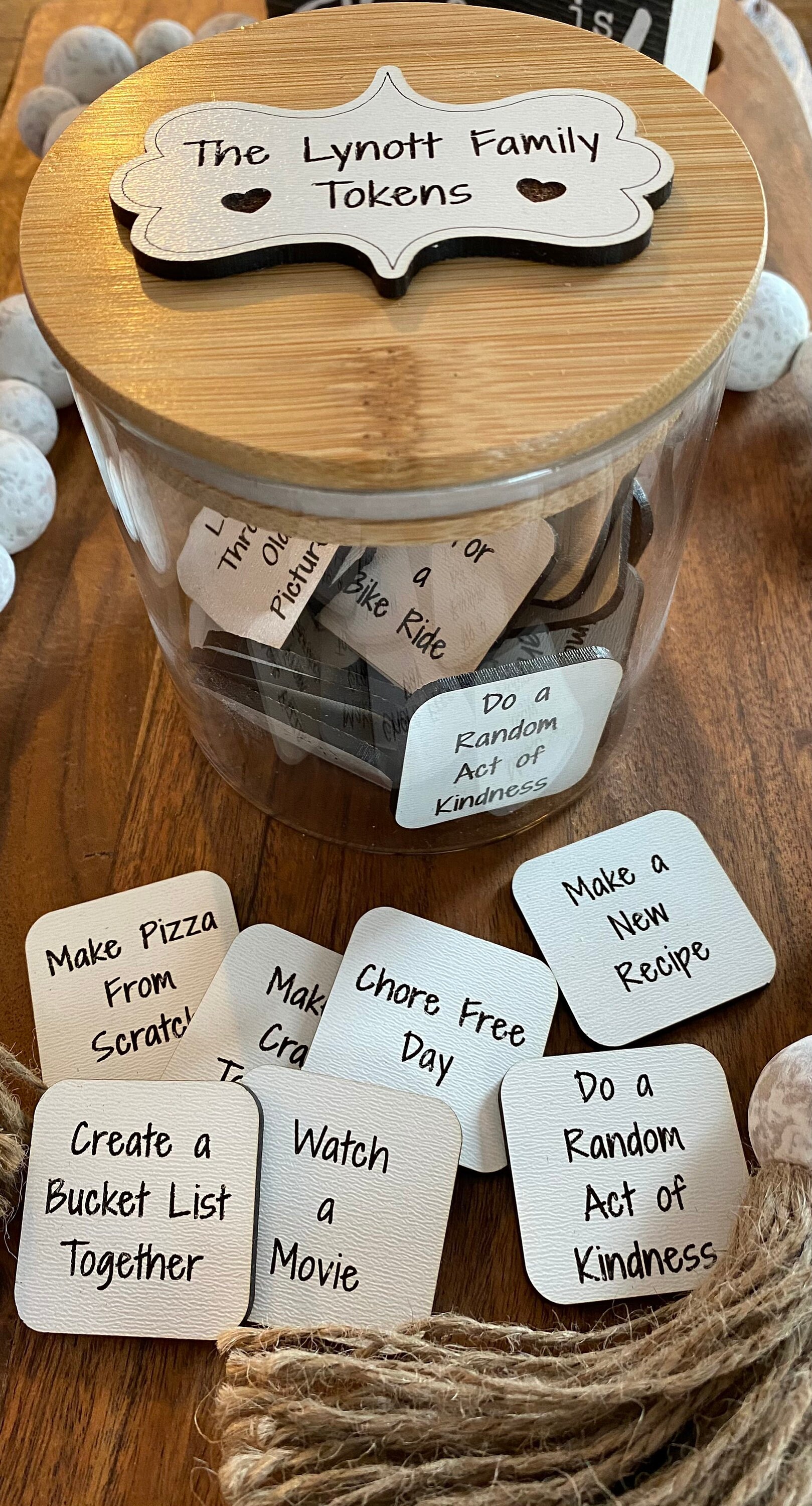 Family Night in a Jar 50 Tokens and a Personalized Topper. | Etsy